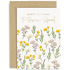 Old English Co. Happy Birthday Card for Someone Special from Bst Friend - Cute Floral Design with Gold Foil - Colourful Artistic Daughter, Sister, Mother Birthday Cards | Blank Inside with Envelope