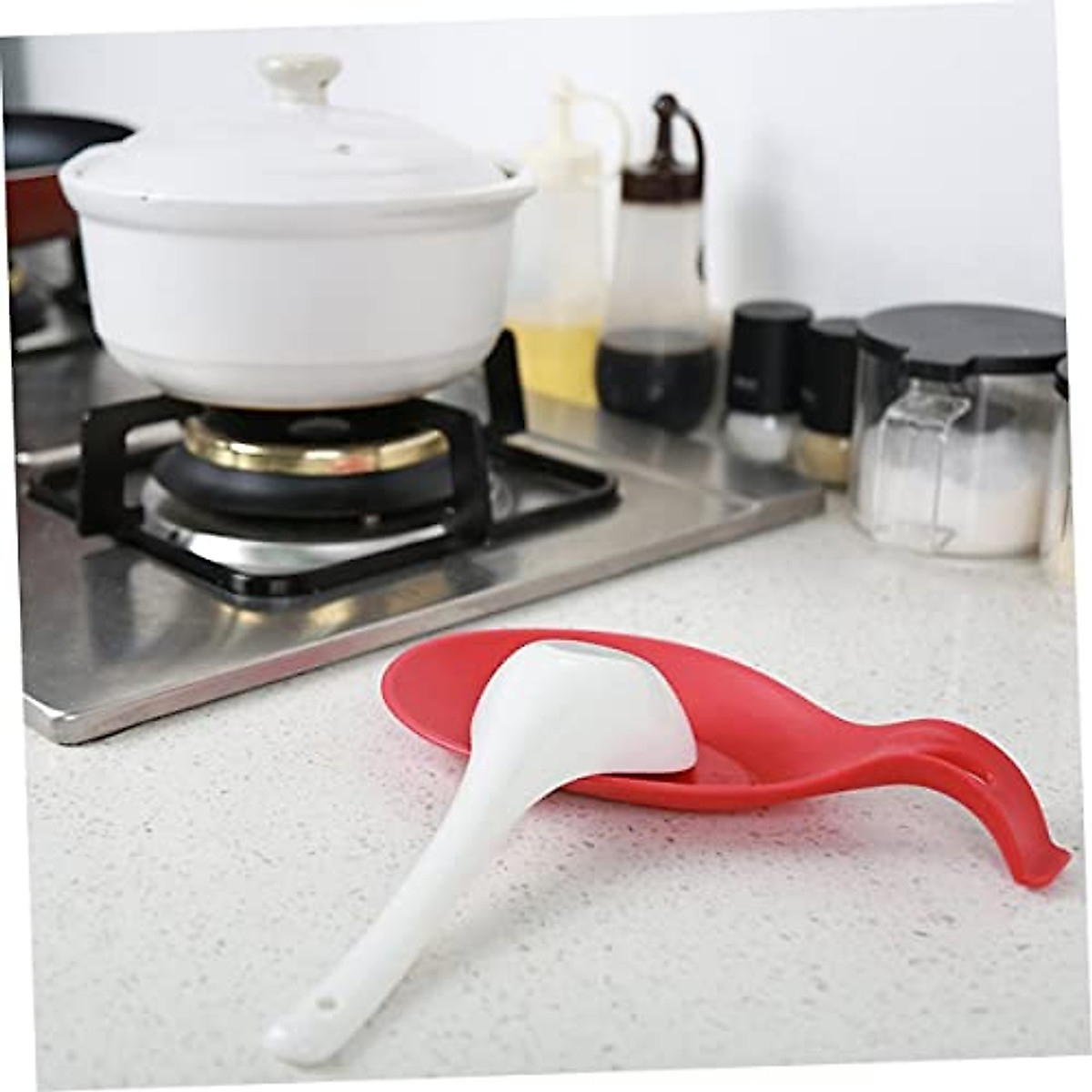 Cabilock 2pcs Spoon Spoon Rest Silicone Spoon Rest Stove Top Spoon Holder Spoon Rest Spoon Rest Kitchen Utensil Holder Durable Spoon Rest Spoon Rack Spoon Rack Large Almond