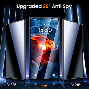 UniqueMe for Samsung Galaxy S23 Ultra Privacy Screen Protector, [Automatic Sticking] 9H Full Coverage S23 Ultra Screen Tempered Glass Anti-Spy Bubble Free Case Friendly - 2 Pack