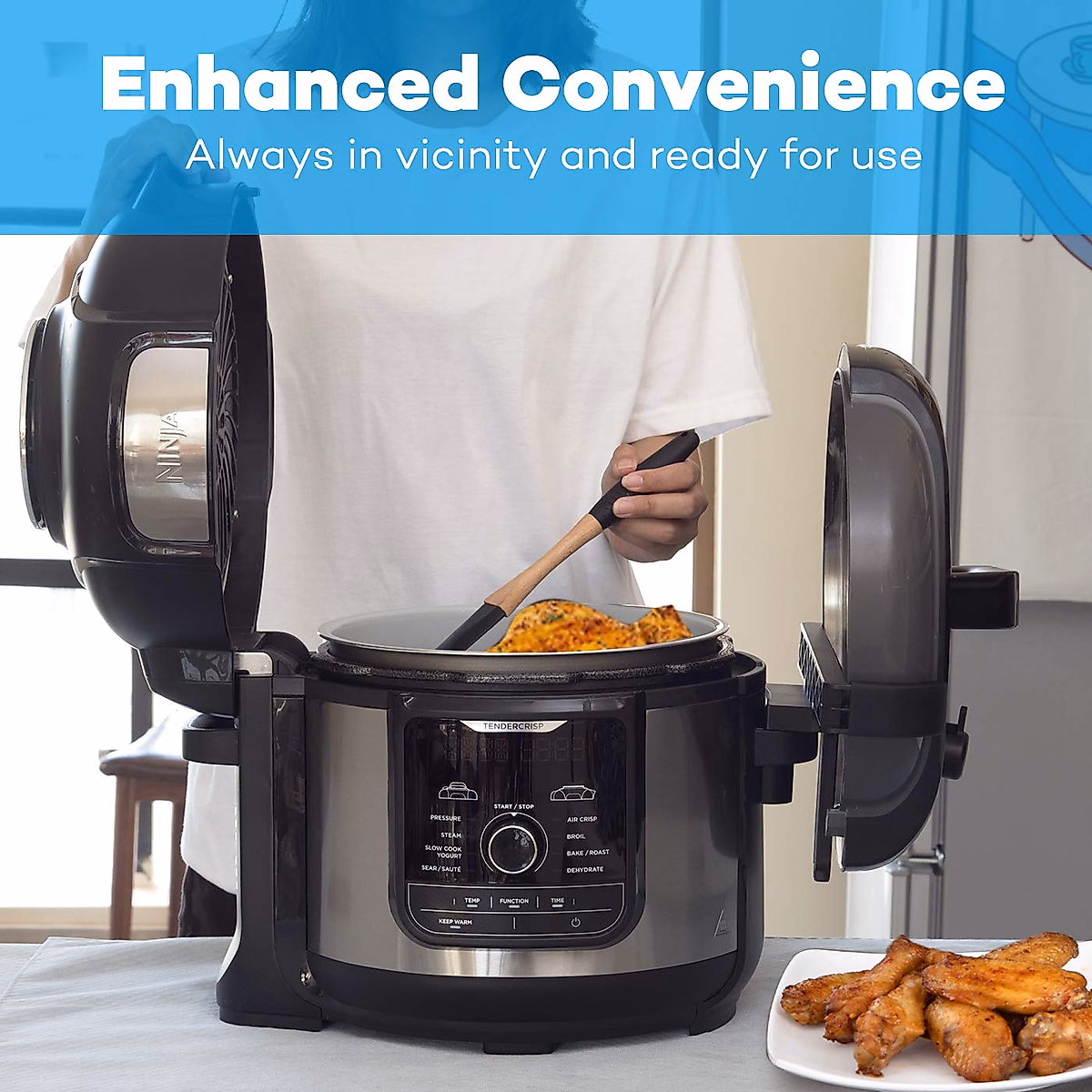 Lid Stand Lid Holder Accessories Compatible with Ninja Foodi Pressure Cooker and Air Fryer 6.5 Quart and 8 Quart, By Sicheer