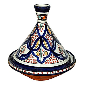 Serving Tagine Handmade Ceramic Tajine Dish 8 inches Multicolored Blue