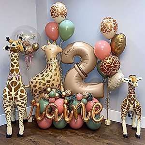 40" Neutral Number 2 Balloon for Boys Girls, Large Self Inflating Nude Helium Foil Number Balloons Set 0-9 for Women Men 2nd Birthday Graduation Anniversary Wedding Party Decorations Supplies