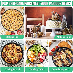 P&P CHEF Non-stick 6 Inch Cake Pan Set of 3, Round Cake Pans Tins for Small Layered Cake, 3 Inch Depth & One-piece Design, Stainless Steel Core & Healthy Coatings, Black