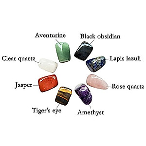 Chakra Stones Set of 7+1, Protection Crystals for Chakra Balancing, Healing Crystals and Stones for Crystal Therapy, Meditation & Reiki, Tumbled & Polished