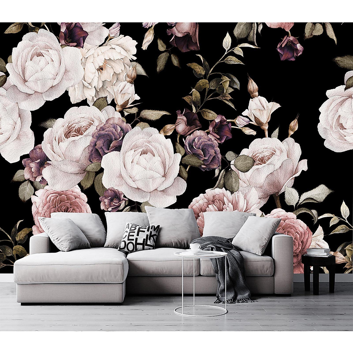 Cliouar-Peony Flowers Wall Mural Wallpaper for Bedroom Living Room Purple Flower Wallpaper Rose Mural Wallpaper 158" x 110"(Not Self-Adhesive)