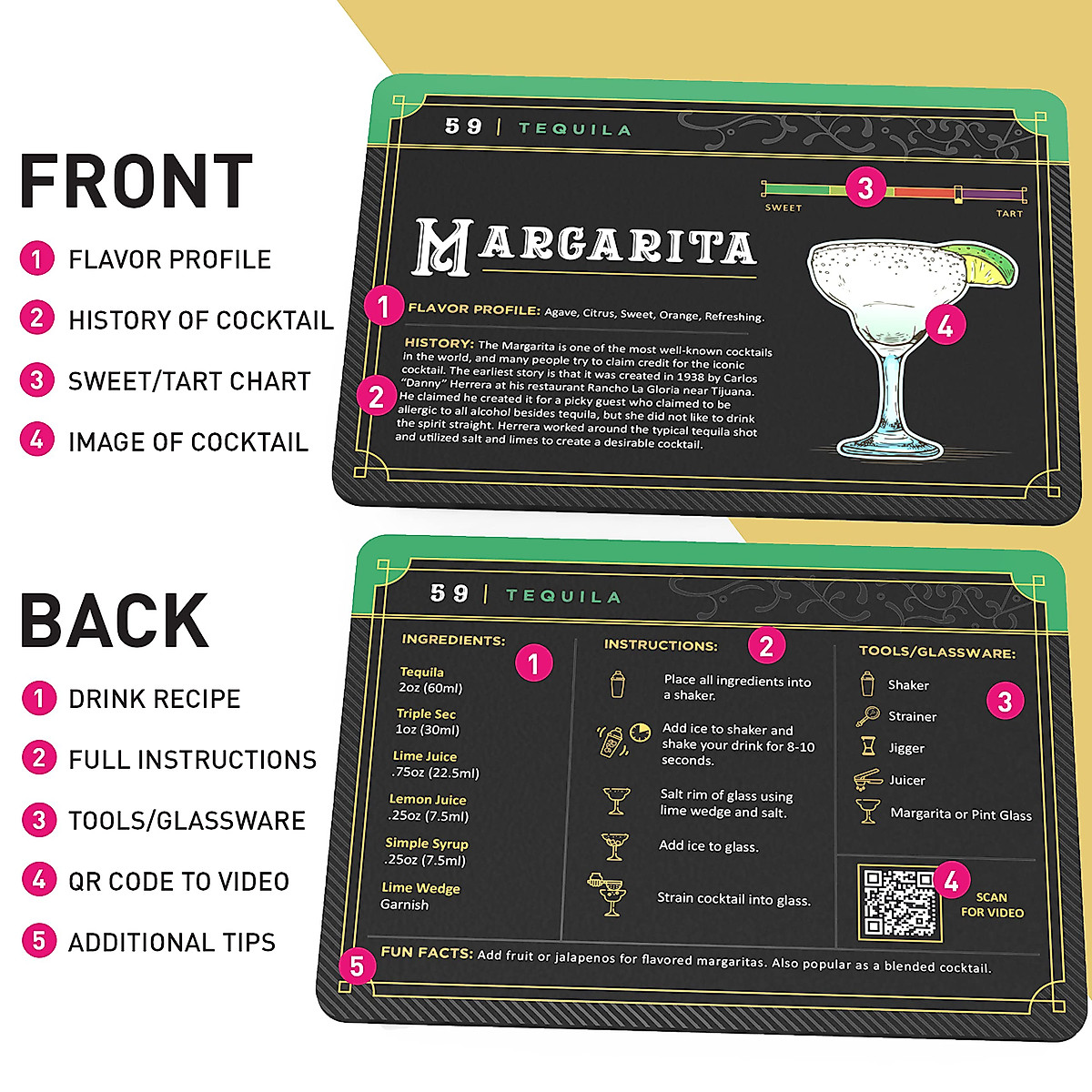 Cocktail Cards: 100 Cocktail Recipes to Master Cocktails in Bartender Flashcard Form with Step by Step Cocktail Instructions and Video Instructions
