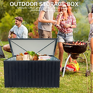 Jintop 72" Outdoor Storage Deck Box Large Out Door and Outdoor Use with Waterproof Roofs and Lockable Doors,344 Gallon Patio Furniture and Store Bench Toolbox for Garden,Terrace,Barbecue,Picnic,Black