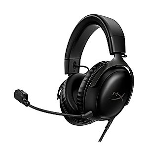 HyperX Cloud III – Wired Gaming Headset, PC, PS5, Xbox Series X|S, Angled 53mm Drivers, DTS, Memory Foam, Durable Frame, Ultra-Clear 10mm Mic, USB-C, USB-A, 3.5mm – Black