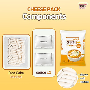 Yopokki Instant Tteokbokki Pack (Cheese, Pack of 2) Korean Street food with cheese sauce Topokki Rice Cake - Quick & Easy to Prepare