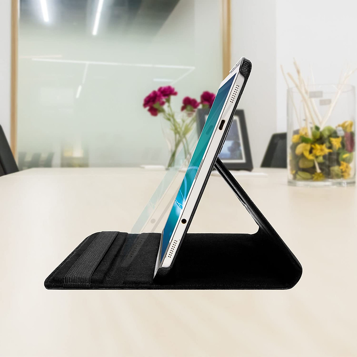 Case for Samsung Galaxy Tab A 8.0 inch 2015 (SM-T350 T351 T355 SM-P350 P355) - 360 Degree Rotating Stand Case Smart Protective Cover,with Stylus Pen,Screen Film (Black)