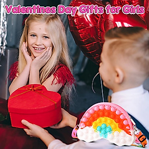 Tckoll Girls Toys Fidget Purse, Valentines Birthday Gifts Rainbow Clouds Girls Pop Purse Fidget Toy,School Supplies Teen Kids Purse Return Gifts for Girls 6-8