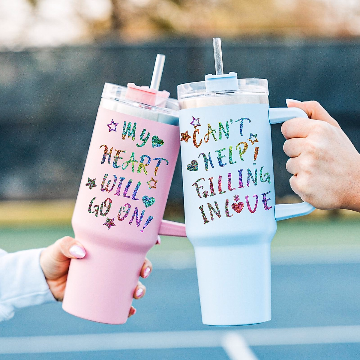 AIERSA Vinyl Letter Stickers for Stanley Cup Waterproof, 6Pcs Cursive Alphabet Name Stickers Tags for Personalized Cup Name Logo,Lettering Water Bottle Stickers for Adult Kids 40 30Oz Cups Accessories