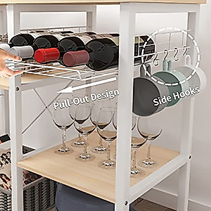 sogesfurniture 3-Tier Kitchen Baker's Rack Utility Shelf Microwave Stand with Storage and Drawer Storage Cart Workstation Shelf,White Maple BHUS-W5S-MO