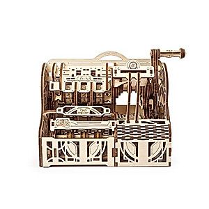 UGEARS 3D Puzzles Wooden Box - DIY Cash Register with Money Box - Exclusive Wooden Model Kits for Adults to Build - Vintage Wooden Mechanical Models - Self Assembly Woodcraft Construction Kits