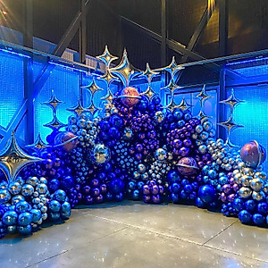 Metallic Blue Balloons Different Size, 123 Packs Blue Balloons Arch Kit, Pack of 18 12 10 5 Inch Chrome Blue Balloons Garland for Graduation Baby Shower Birthday Wedding Decoration