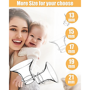 Flange Inserts 13/15/17/19/21mm*2 10PCS,24mm Breast Pump Shields/Flanges Compatible with Momcozy S9/S9pro/S10/S12/S12pro/Spectra/Medela/TSRETE,Reduce 24mm Tunnel Down to Correct Size