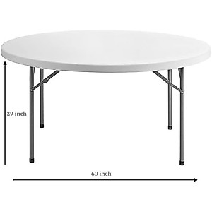 60'' Round Plastic Folding Table - Heavy Duty Banquet Table Round Folding Table Portable Table Round Banquet Tables (5)