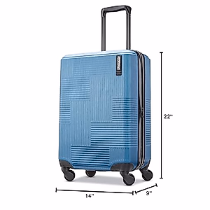 American Tourister Stratum XLT Expandable Hardside Luggage with Spinner Wheels, Blue Spruce, Carry-On 21-Inch