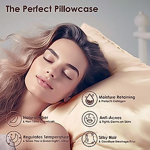 100% Pure Mulberry Silk Pillowcase for Hair and Skin with Hidden Zipper - 22 Momme Premium 6A Grade, 600 Thread Count, Silk Pillow Cases Standard Size 20"x26" (Dark Green, 1pc, with Gift Box)