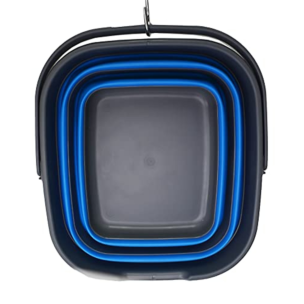 SAMMART 10L (2.6 Gallon) Collapsible Rectangular Handy Basket/Bucket (Grey/Blue (Set of 2))