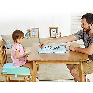 Toddler Booster Seat for Dining Table, Double Safe Adjustable Straps Portable Booster Seat Dining Table, PU Washable Kids Booster Seats, Portable Travel Increasing Cushion Booster Seat (Blue)