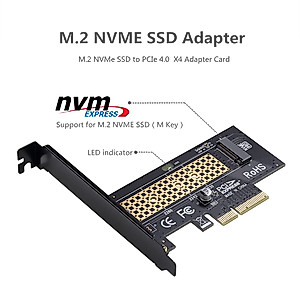 M.2 NVME to PCIe 3.0 x4 Adapter with Aluminum Heatsink Solution