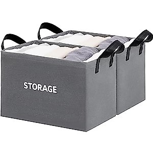 Goodpick Large Toy Storage Bins Cloth Baskets for Organizing, Rectangle Shelf Baskets for Nursery, Fabric bins for Bedroom, Living Room, Grey, 2-Pack, 16.9 x 11.0 x 9.8 inches