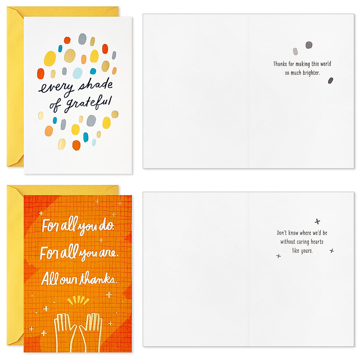 Hallmark Thank You Cards Assortment, Every Shade of Grateful (16 Thank You Notes with Envelopes) for Teacher Appreciation, Caregivers, Graduation