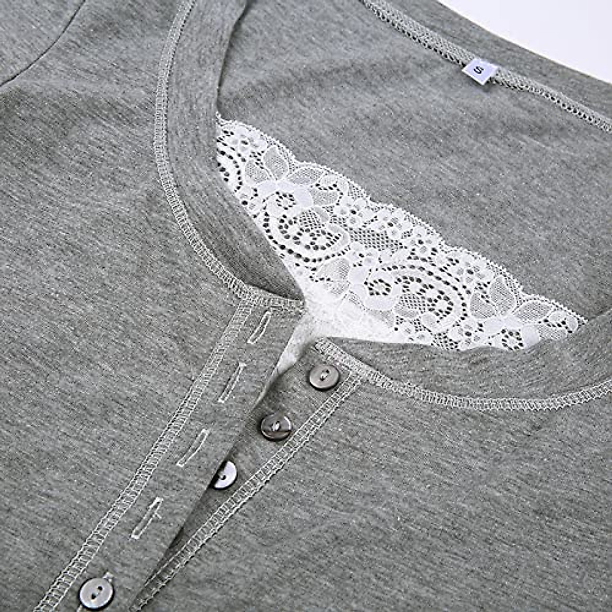 Fairy Grunge Shirts for Women Y2K Tops Long Sleeve Lace Patchwork Tees Teen Girls Vintage Slim Blouse Fall Clothes (A Grey, S)