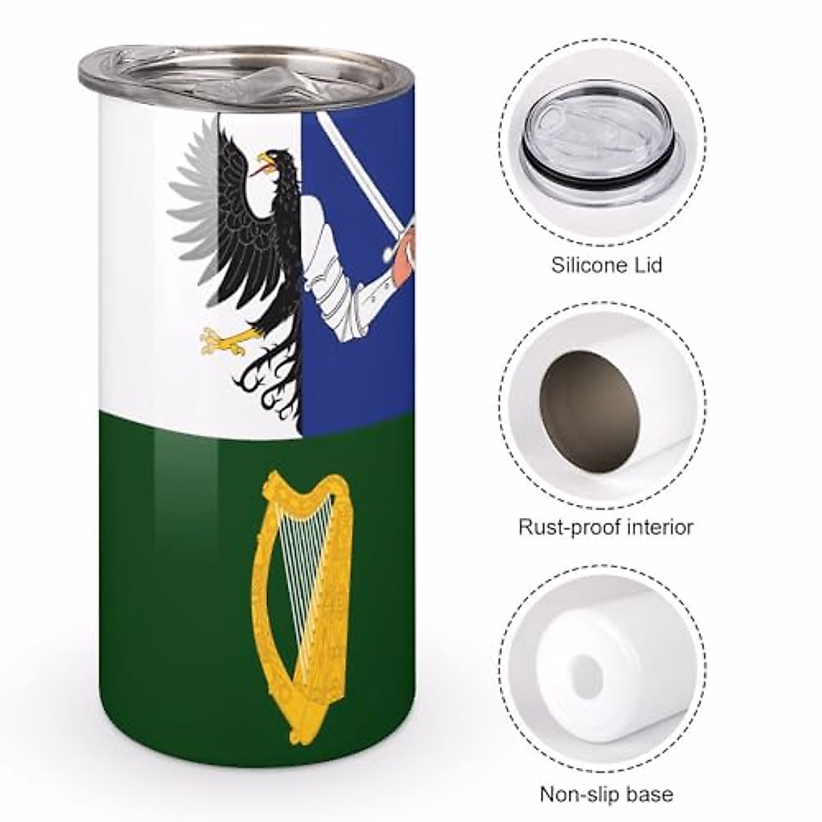 Four Provinces of Ireland Flag Funny Coffee Mug Stainless Steel Travel Insulated Tumbler Double Wall Water Cup 10 Oz
