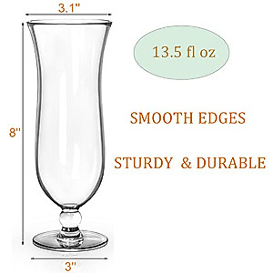 Yesland 6 Pcs Hurricane Glass - 13.5 oz Break-Resistant Plastic Pina Colada Cocktail Glasses Clear Tulip Drinking Cups for Drinking Cocktails, Full-Bodied Beer, Juice, Tropical Drinks, Water