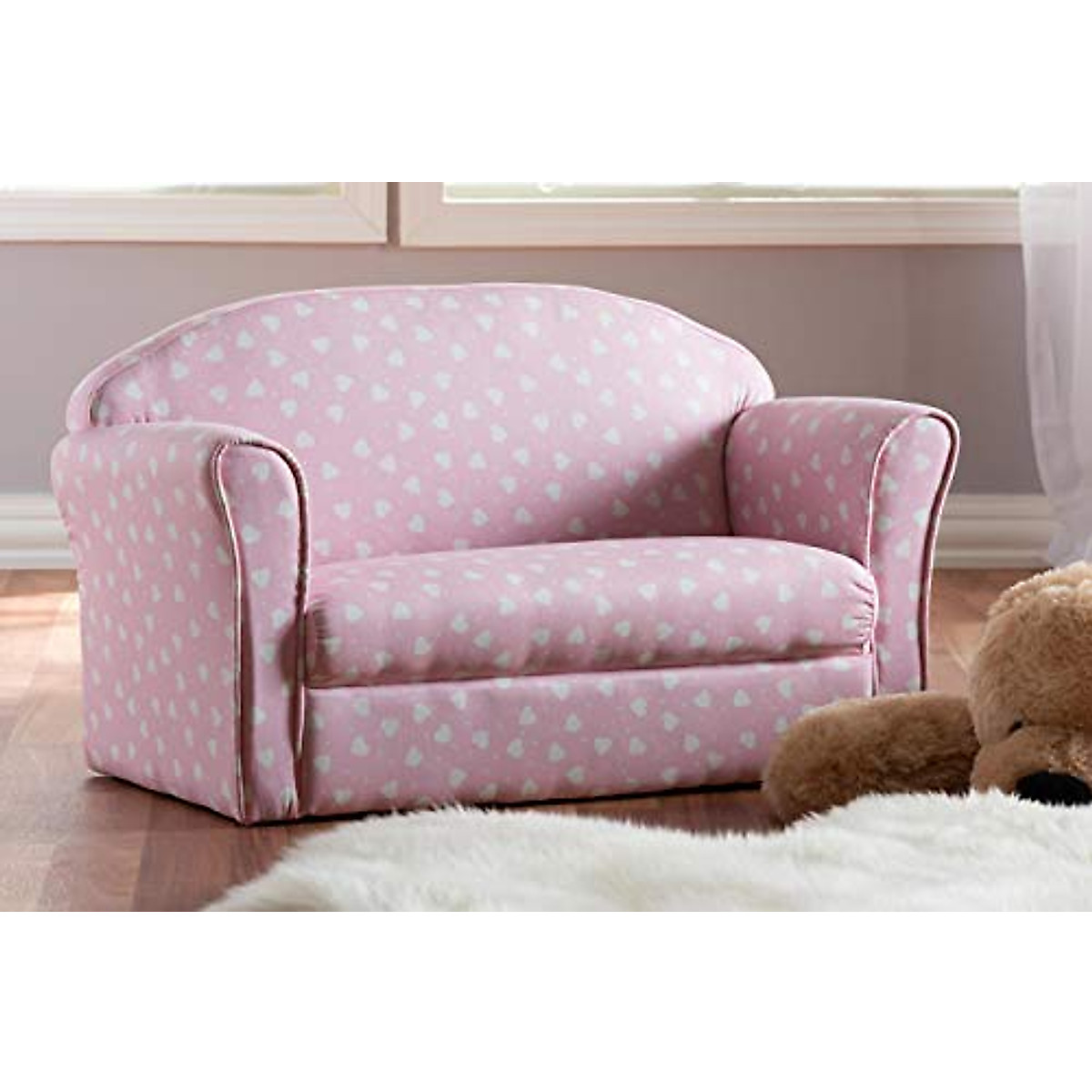 Baxton Studio Sofas, Pink/White Heart Print