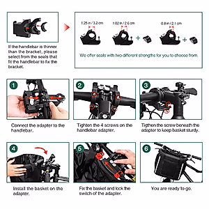 ANZOME Deluxe Pet Bike Basket, Adjustable Fit Front Handlebar Carrier with Reflective Stripes, Seatbelt, Breathable Mesh and Soft Mat for Small Pets, Quick Release