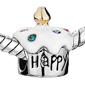 Chili Jewelry Happy Birthday Cream Cake Charm Compatible With Pandora Charms Bracelets