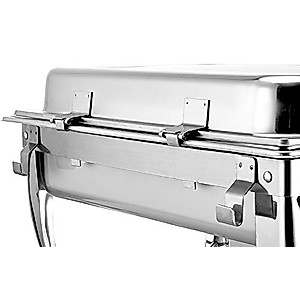 CHEFQ [2 Pack| 8Qt Deluxe Hinged Chafing Dish Foldable Frame Buffet Chafer Stainless Steel Food Warmer and 2 Aprons