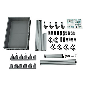 Movable Mop Broom Holder, Floor Mounted Cleaning Tool Cart with Wheels, 10 Slots with Hooks, Height Adjustable Cleaning Supplies Organizer Janitor Carts, Housekeeping Station Storage Tools