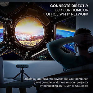 KODAK Luma 400 Portable HD Smart Projector | Wi-Fi, Bluetooth, HDMI & USB Compatible Mini Home Theater System Up to 150” | 720p Native Resolution (4K), 200 ansi Lumens | Tripod Included