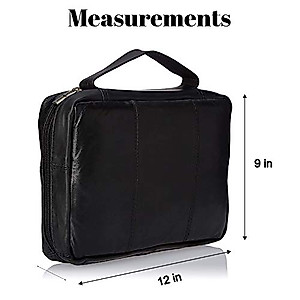 Genuine Leather Large Book Covers Bible Covers with Handle (Black)