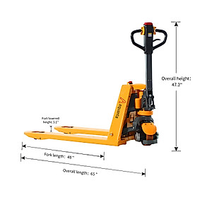 Aequanta 2-Pieces Electric Pallet Jack 3300lbs Capacity Economy Pallet Jack Lithium Battery Mini Type Jack 48" x27" Fork