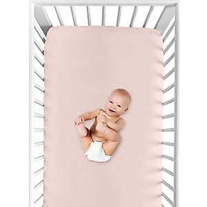 Sweet Jojo Designs Blush Pink Girl Fitted Crib Sheet Baby or Toddler Bed Nursery - Solid Color Cotton for Boho Desert Sun Mountain Collection