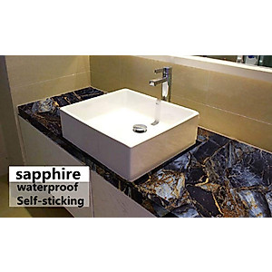 Self Adhesive Sapphire Look Marble Gloss Film Contact Paper Shelf Liner Drawer Cabinet Sticker 15.6inch by 78inch