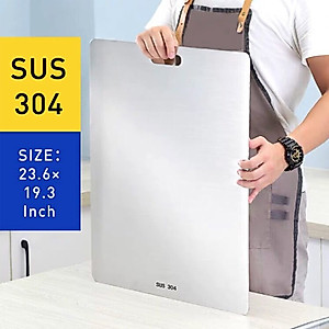 Atmama (Extra Large,23.6"Lx 19.3"W) 304 Stainless Steel Chopping Board, Cutting Board for Meat Vegetable Fruit Fish Cheese, Easy To Clean