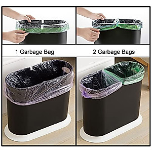 Sooyee Bathroom Trash Can with Lid, 2.4 Gallon Slim Smart Can, Small Plastic Bin, 10 L Narrow Waste Basket for Bedroom, Kitchen, Office, Cream White