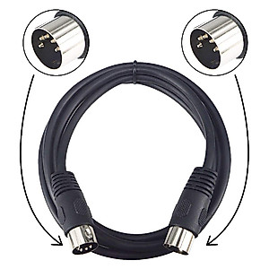 YOTENKO 5 pin MIDI Splitter Cable Black with Keyed 5-pin DIN Connector Molded Connector Shells HIMI Cable- 4.92 Feet /1.5 Meters