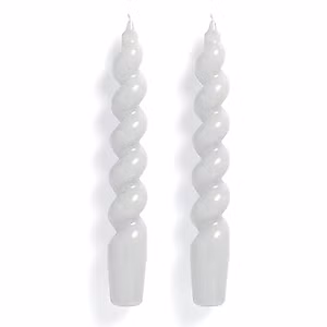 Handmade Spiral Taper Candle - 7.5 inches Twisted Candles Sticks Dripless Dinner Candle for Home Decoration Wedding Holiday Party & All Occasions, Set of 2 (White)
