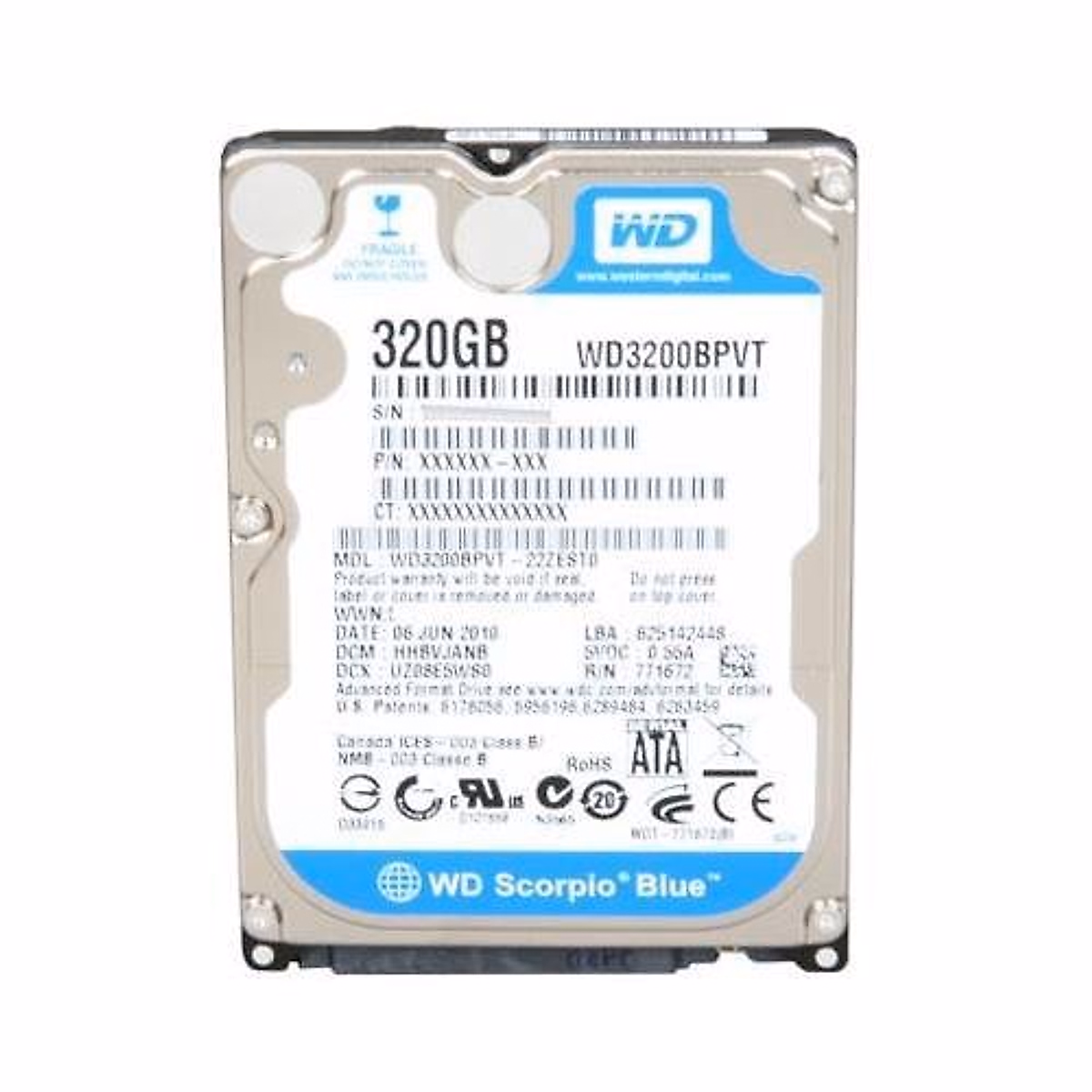 WESTERN DIGITAL WD3200BPVT Scorpio Blue 320GB 5400 RPM 8MB cache SATA 3.0Gb/s 2.5 internal notebook hard drive (Bare Drive)