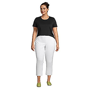 Lands' End Women s SS Relaxed Supima Crew Neck T Shirt Black Plus 2X