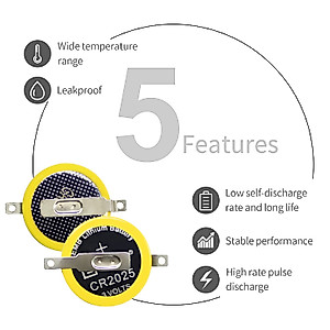EEMB Tabbed CR2025 Batteries 10 Pack 3V 2025 Gameboy Cartridge Battery Solder Tabs Lithium Battery Coin Cell Batteries Color GBC CR2025 3v Lithium Battery Replacement Battery Gameboy Save Battery