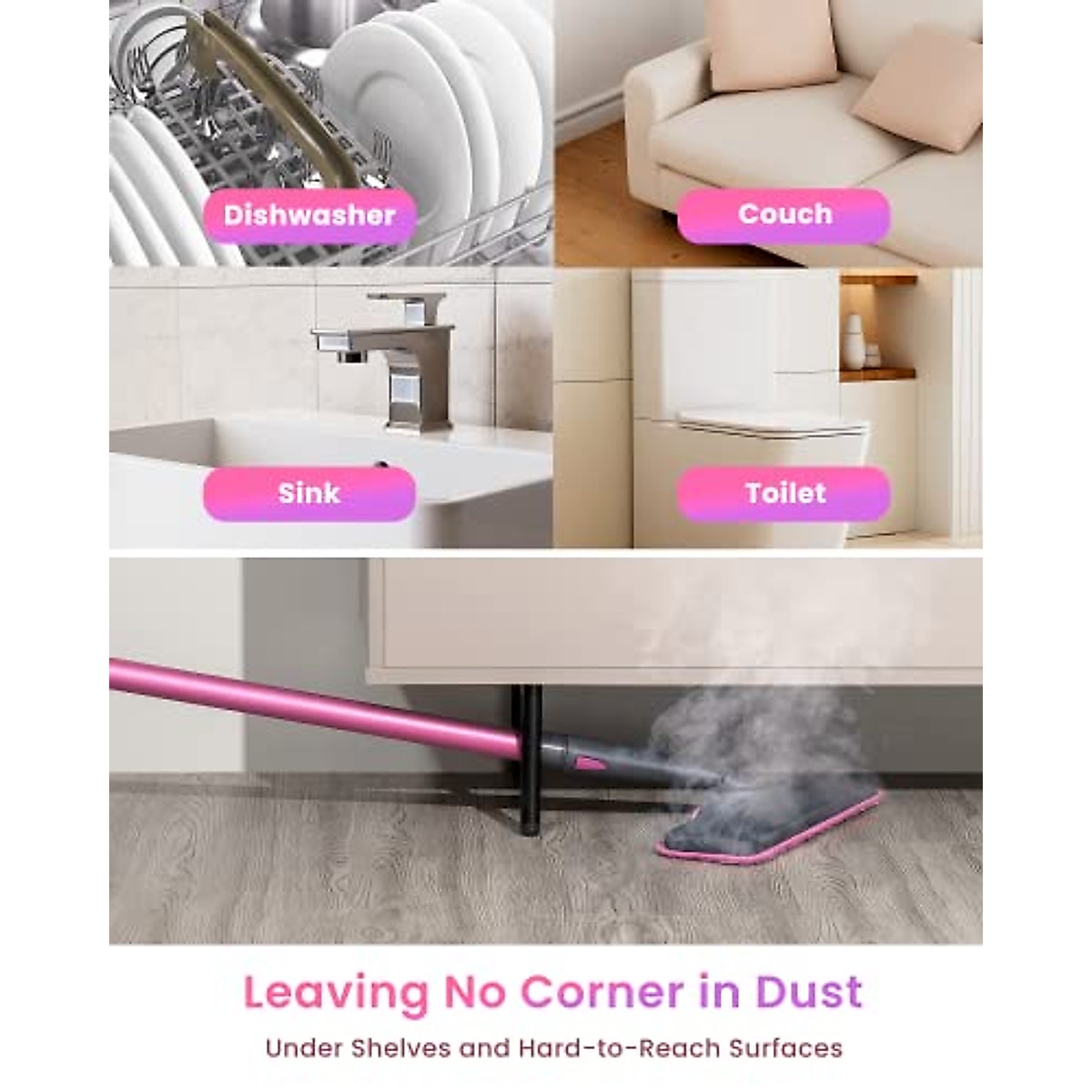 Schenley Steam Mop Cleaner with Detachable Handheld Steamer for Cleaning Hardwood/Laminate Floor, Tiles and Grout, with 7-in-1 Multi-purpose Accessories and Washable Microfiber Pads