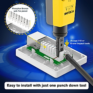 VCELINK Cat6 RJ45 Surface Mount Box Shielded 1-Port, Compatible with UTP Cat6/Cat5e/Cat5 Stranded or Solid Network Cables, 5-Pack, White